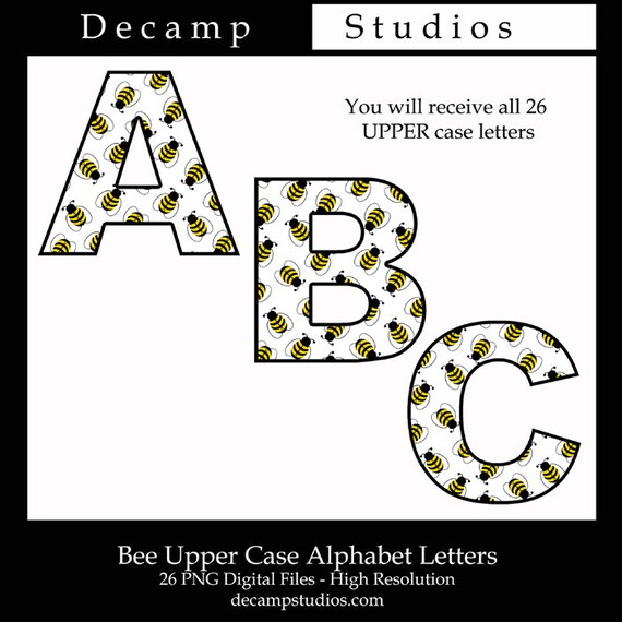 BEE ALPHABET LETTER Digital Clip Art Graphics Icons Scrapbook | Etsy
