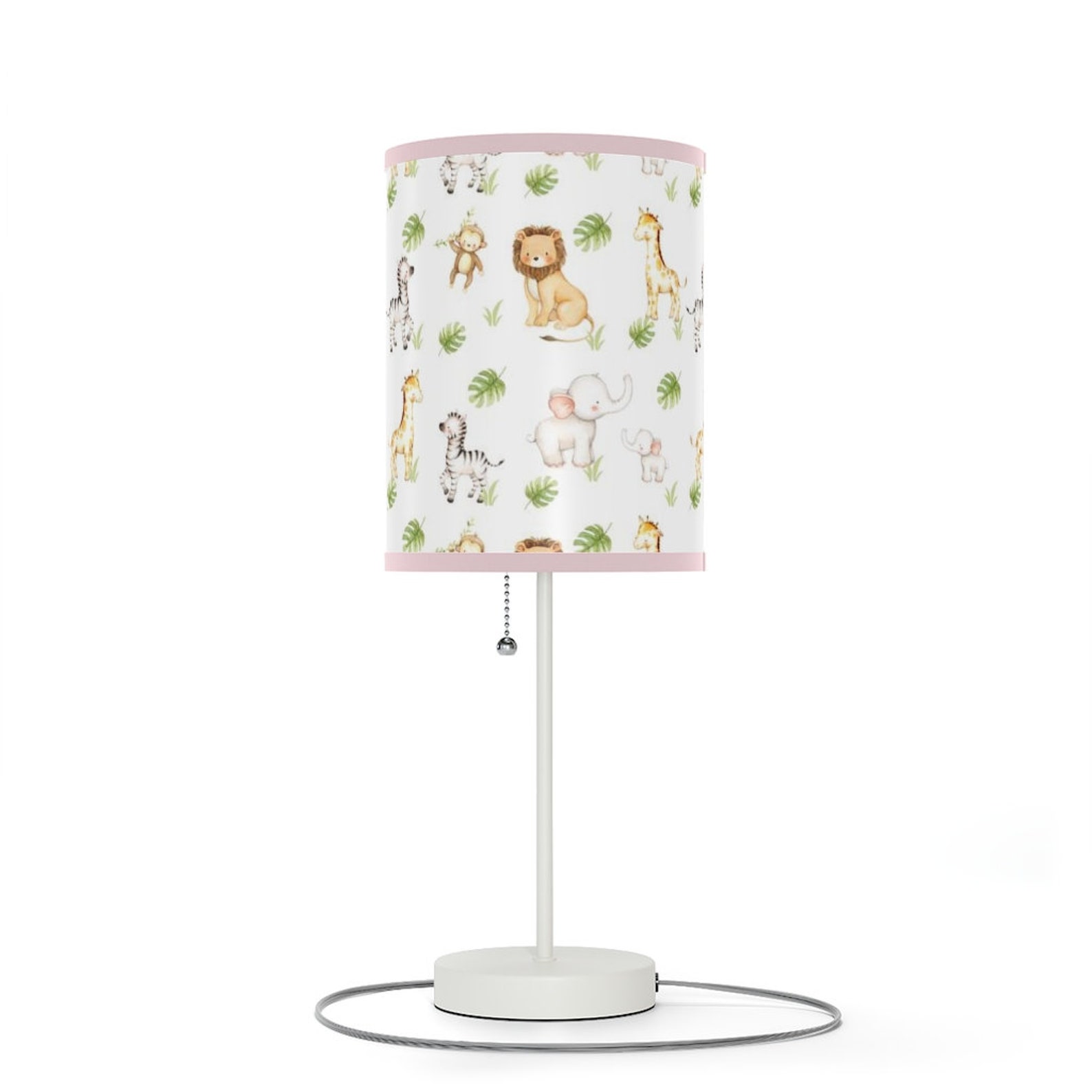 Watercolor Safari Animals Neutral Nursery Baby Table Lamp | Etsy