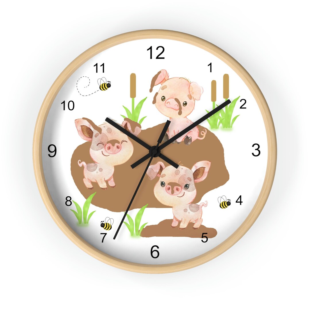 Farm Animals Wall Clock Pig Farmhouse Kitchen Baby Boy Girl - Etsy