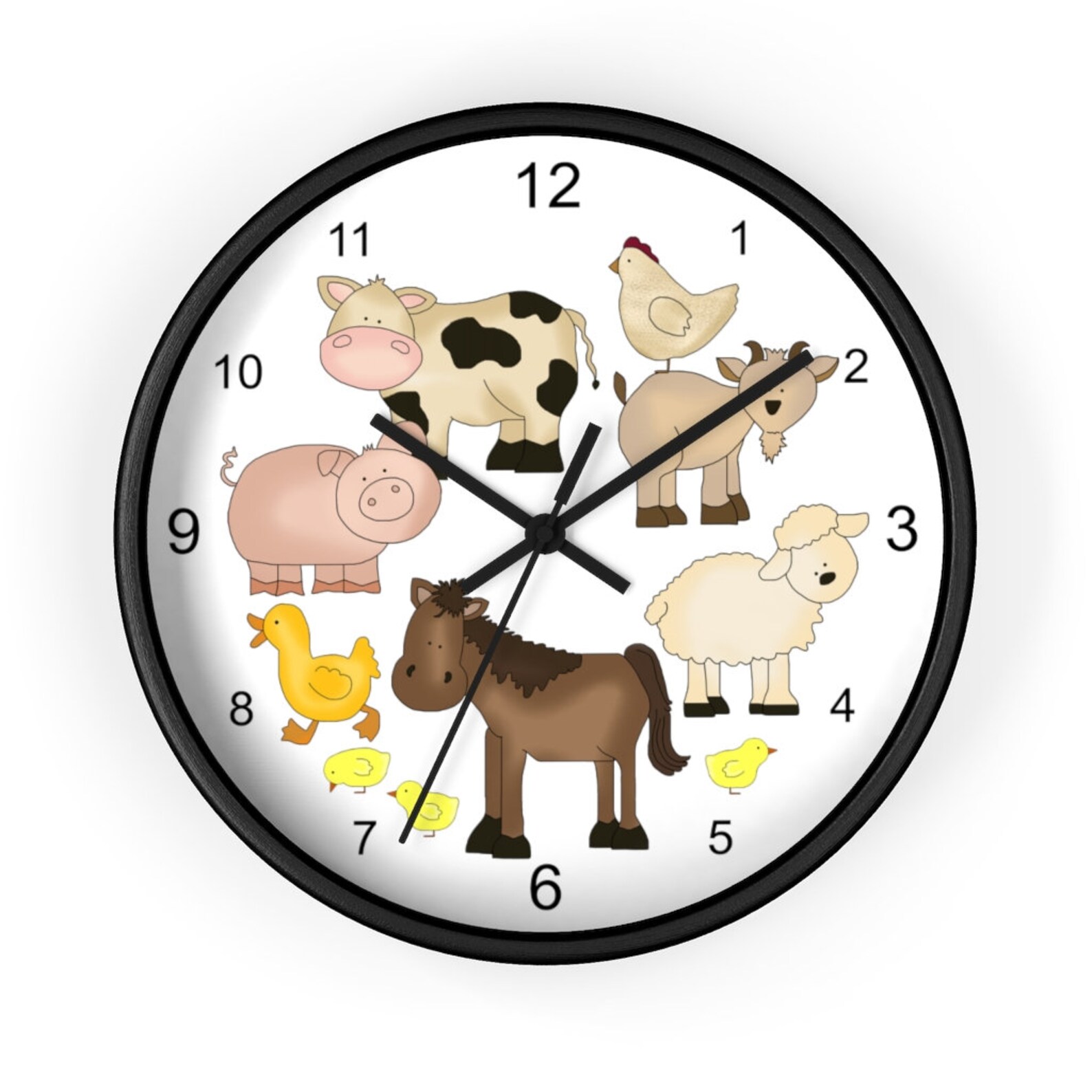 Farm Animals Neutral Nursery Baby Girl Boy Silent Wall Clock - Etsy