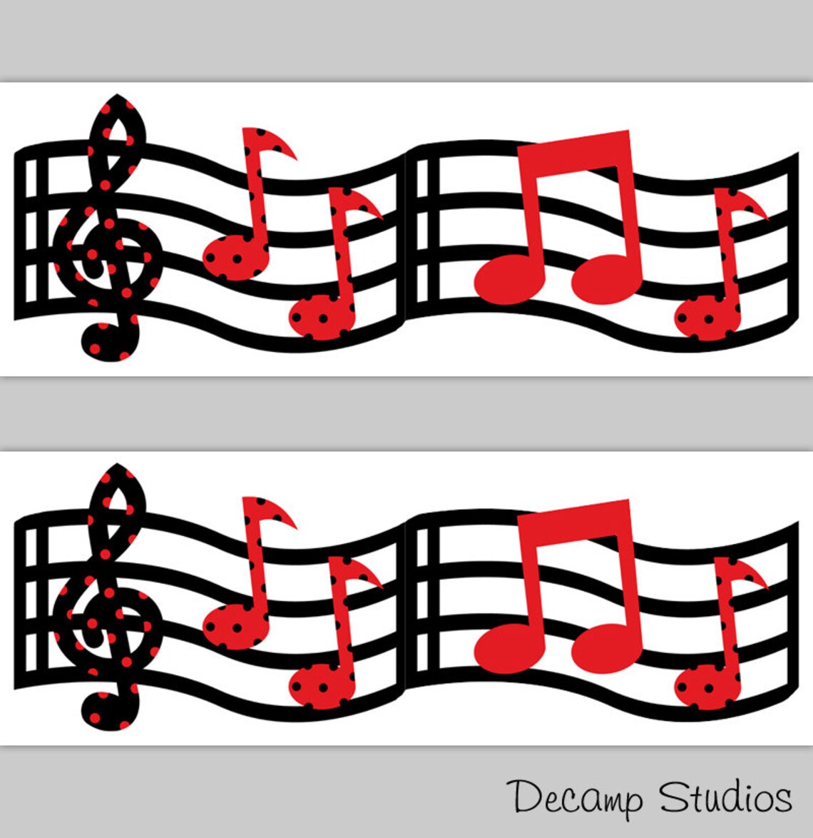 MUSIC NOTES DECOR Wallpaper Border Wall Art Decals Room | Etsy