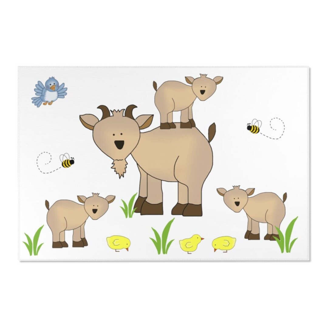 Farm Animals Nursery Goats Baby Girl Area Floor Rug Carpet - Etsy