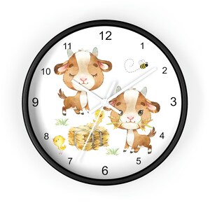Goat Farm Animals Wall Clock Nursery Baby Boy Girl Kids Barnyard ...