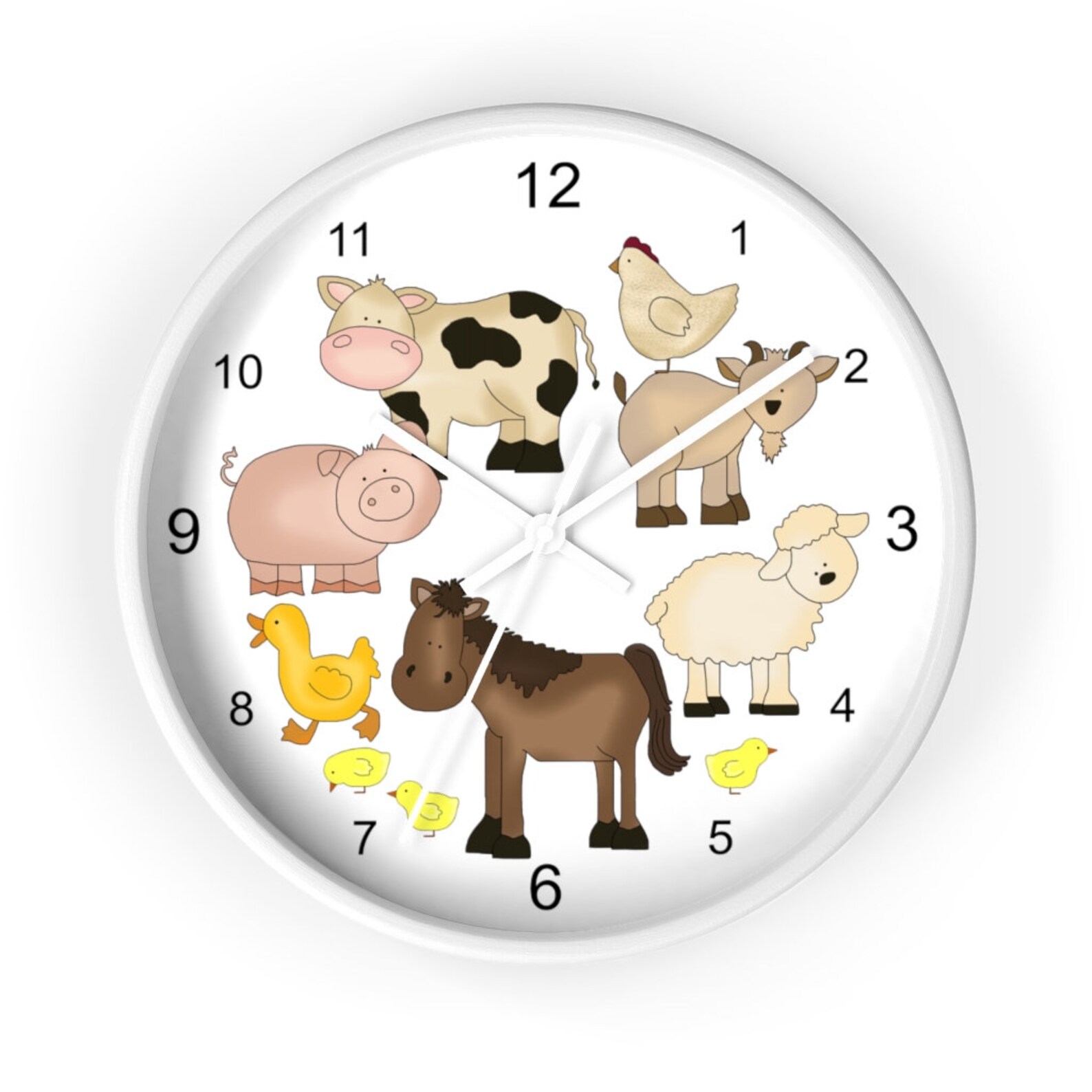 Farm Animals Neutral Nursery Baby Girl Boy Silent Wall Clock | Etsy