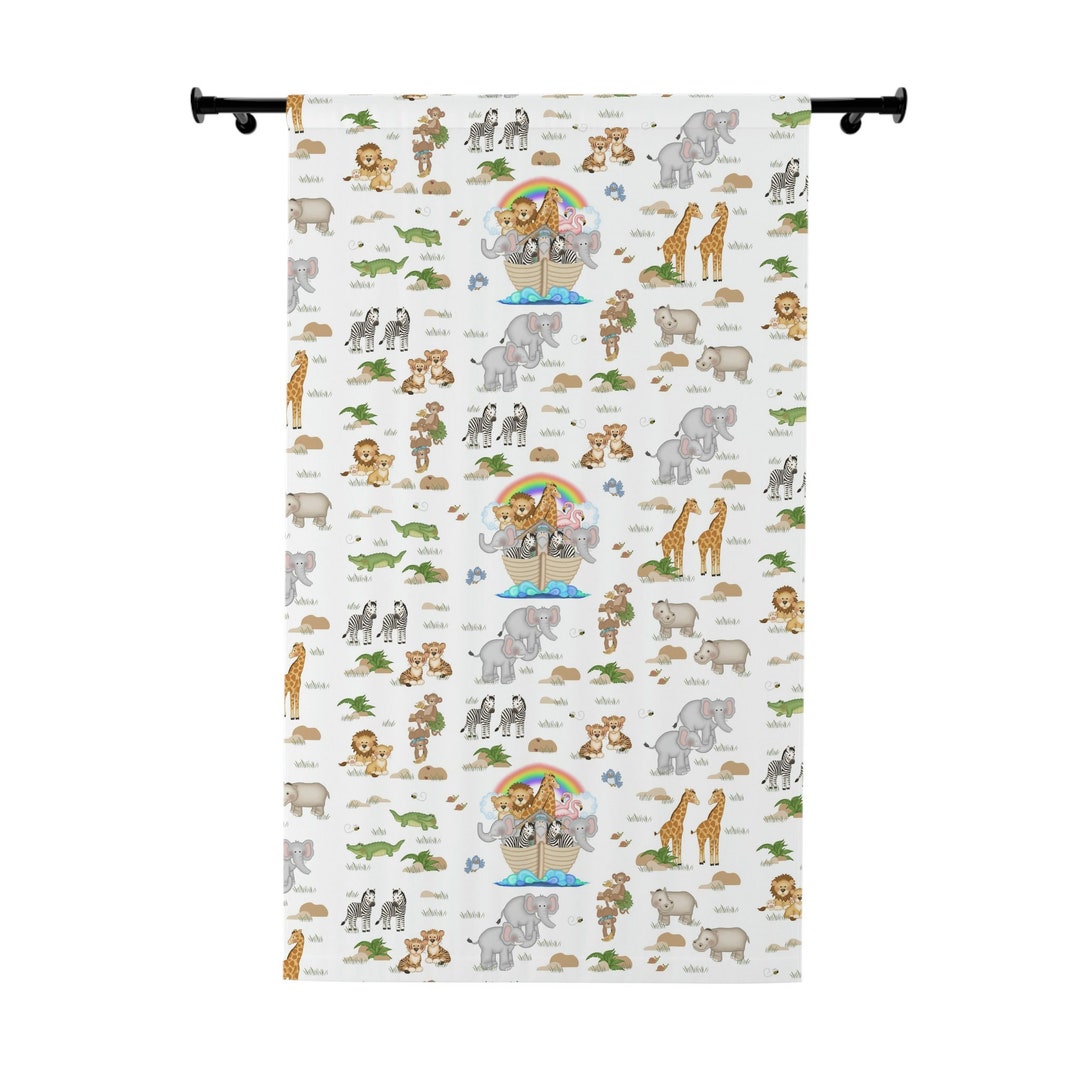 Noahs Ark Animals Blackout Window Curtains 1 Drapery Panel Nursery Baby ...