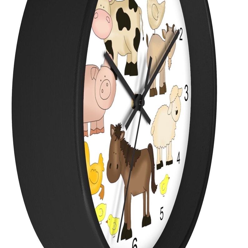 Farm Animals Neutral Nursery Baby Girl Boy Silent Wall Clock | Etsy