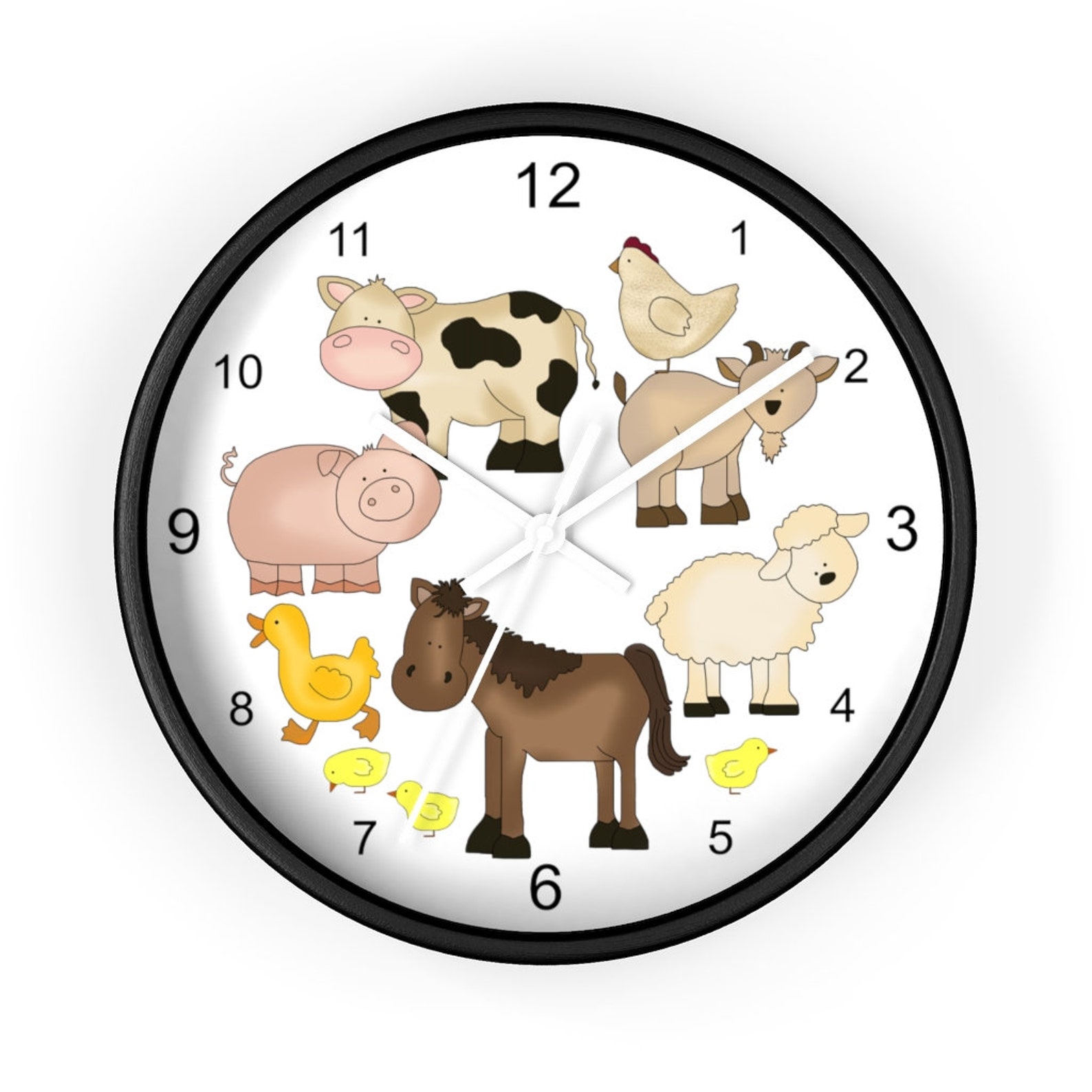 Farm Animals Neutral Nursery Baby Girl Boy Silent Wall Clock - Etsy