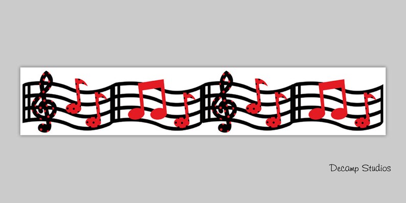 MUSIC NOTES DECOR Wallpaper Border Wall Art Decals Room | Etsy