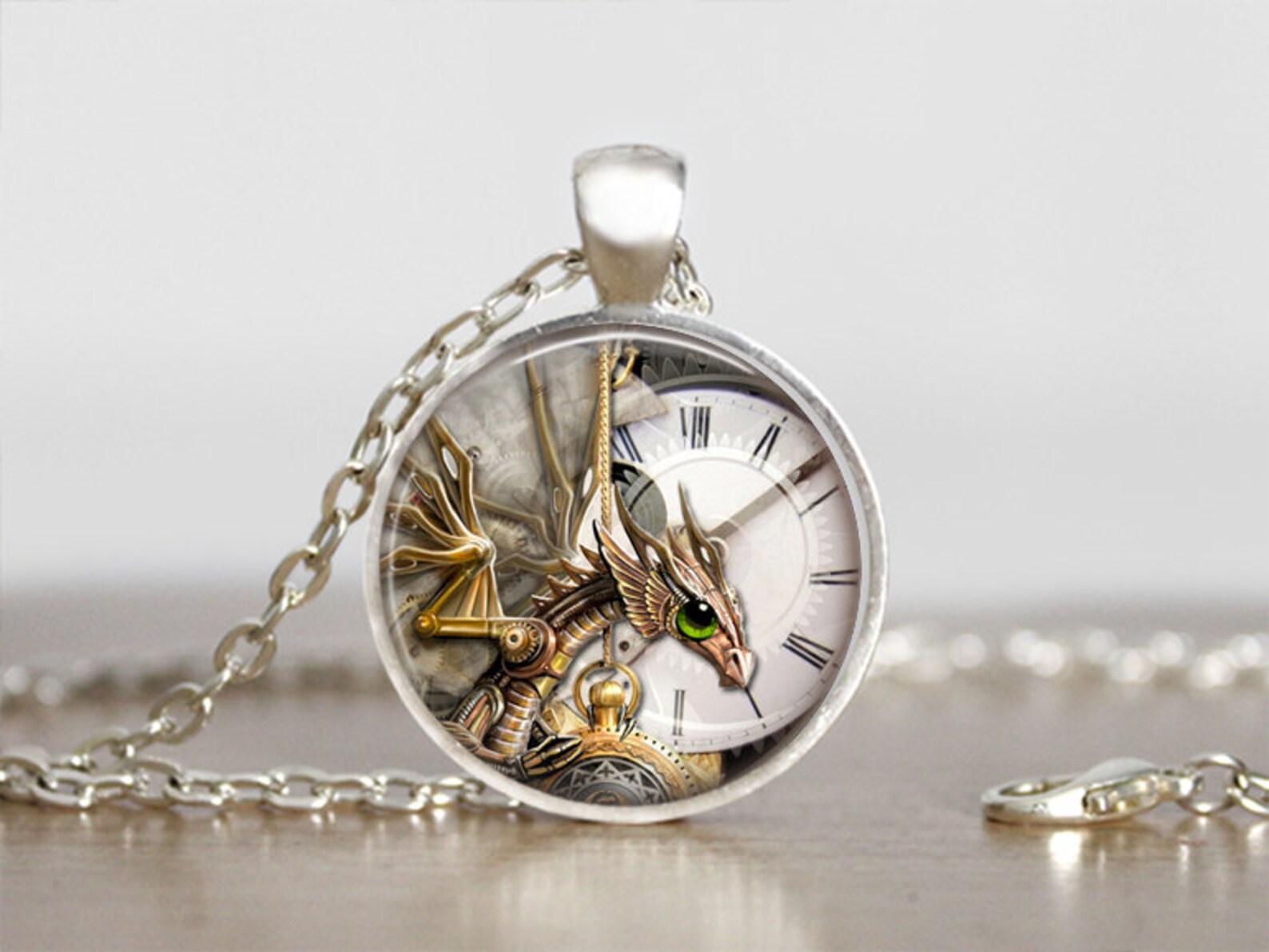 Steampunk Dragon Clock Jewelry Dragon Pendant Dragon Lover - Etsy