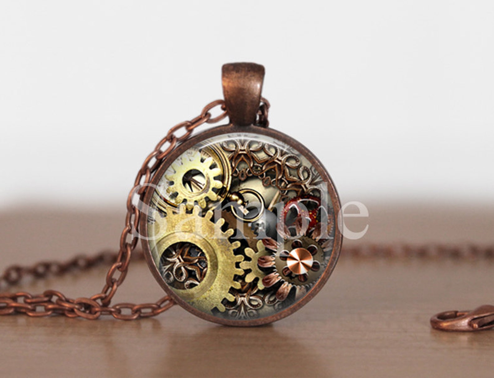 Steampunk Clock Gears Jewelry Clock and Gears Pendant Clock - Etsy