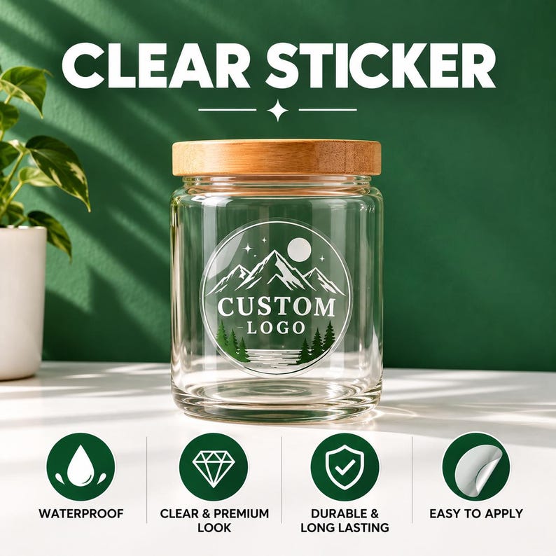 Custom Logo Clear Stickers, Waterproof Labels for Candle Jars, Business ...