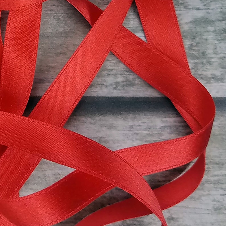 Red silk satin ribbon by the yard choose size pure silk | Etsy
