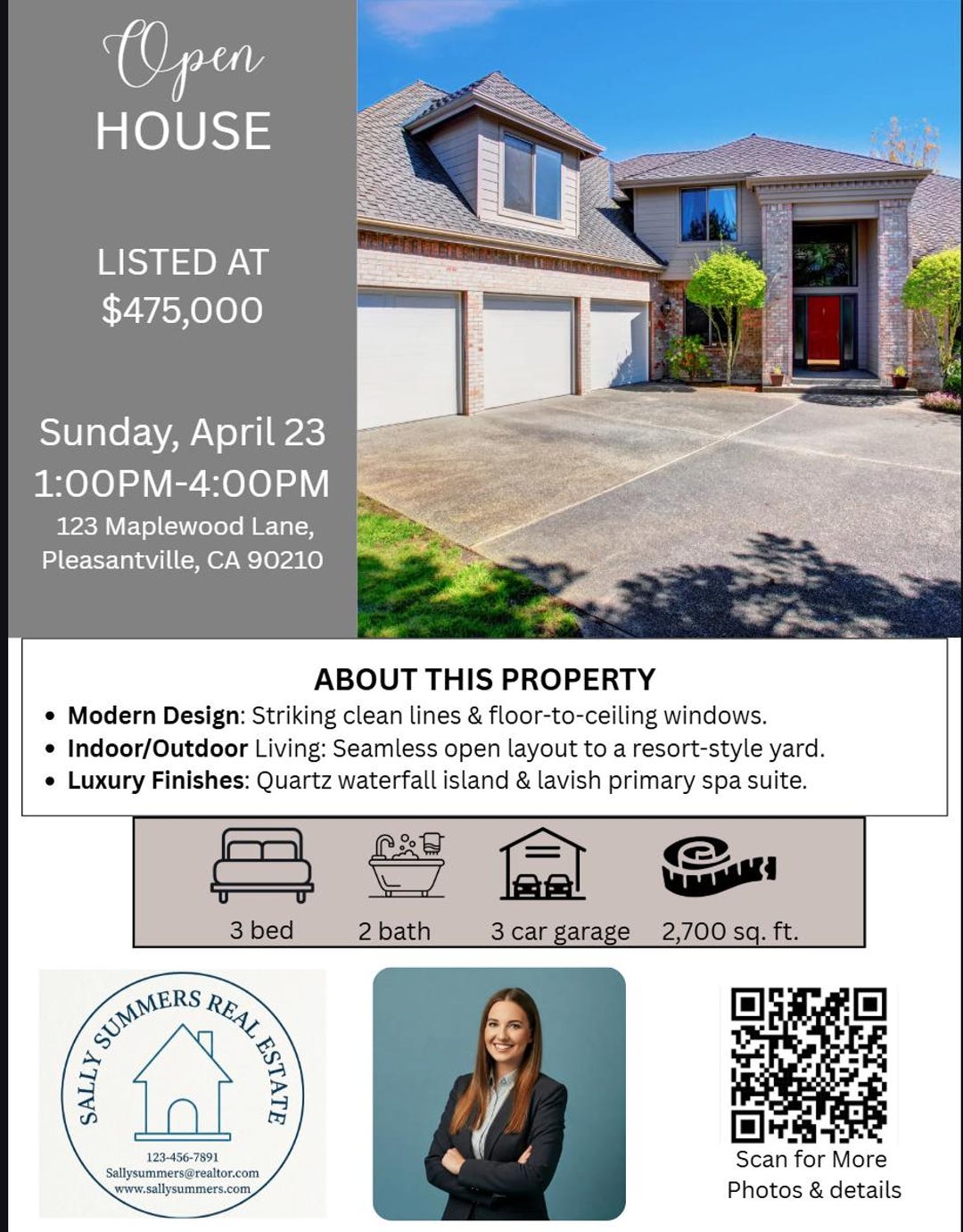 Modern Open House Flyer Template for Realtors (8.5" X 11") - Etsy