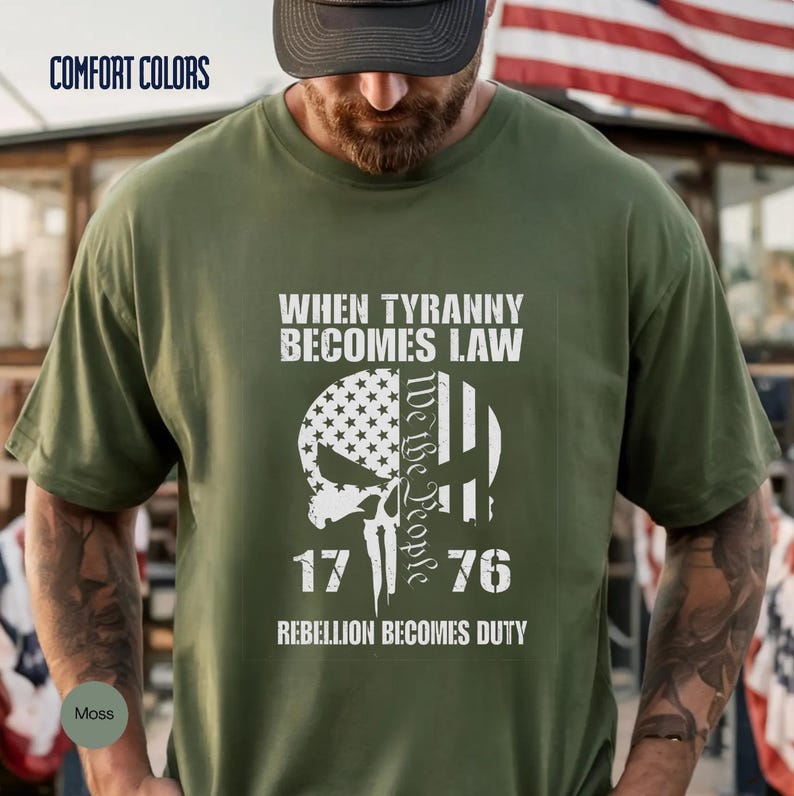 Patriotic Skull Shirt: When Tyranny Becomes Law USA Flag Tee - Etsy