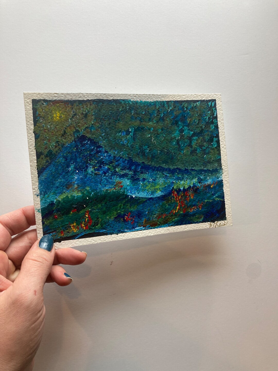 Abstract Mountain & Hazy Sun – 5x7 Original Acrylic | Shelscapes Mini ...