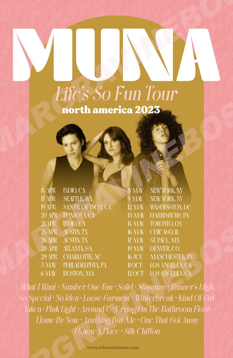 MUNA Poster - Life's so Fun Tour 2023 - Etsy