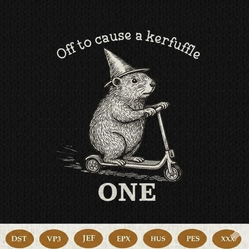 Funny Wizard Mouse Embroidery Design, Kerfuffle Quote Pattern ...