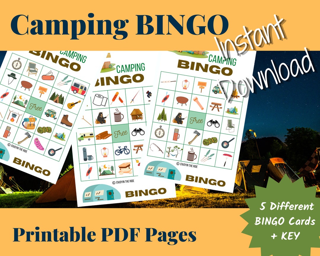 RV Trip BINGO Camping for Kids, Camping Activities, Camping Bingo ...