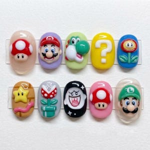 Mario and Luigi Nails - Etsy