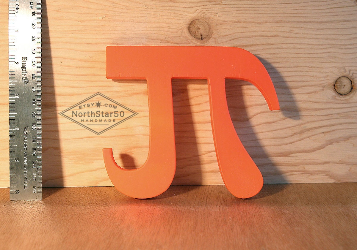 Day-glo Flourescent Orange Mathmatical Pi Symbol - Handmade Laminated ...