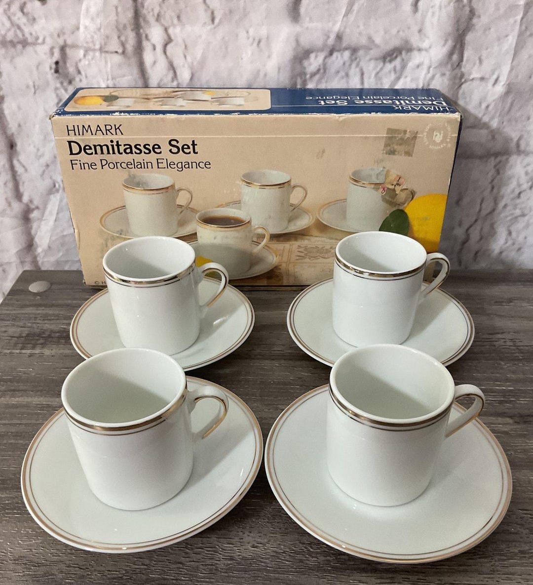 1983 Set of 4 Himark Demitasse Espresso Cups Saucers Porcelain Japan ...