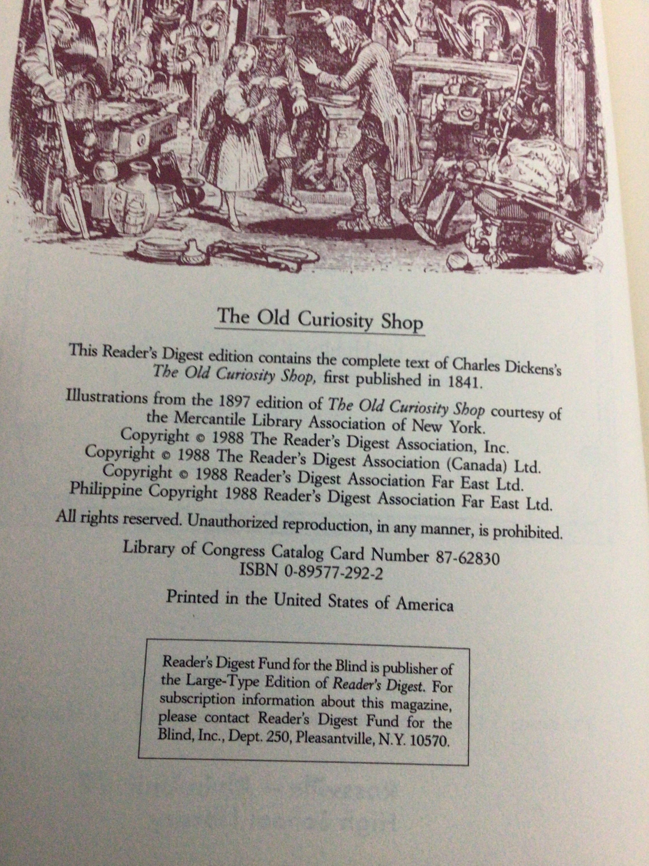 1988 Charles Dickens the Curiosity Shop Readers Digest Edition - Etsy