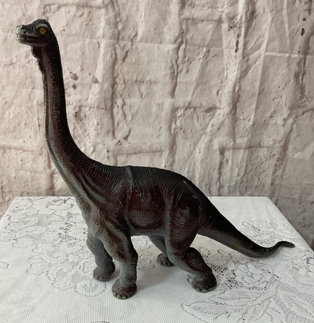 2001 Brachiosaurus Dinosaur Hard Plastic Y2K Vintage Toy Blue Brownish ...