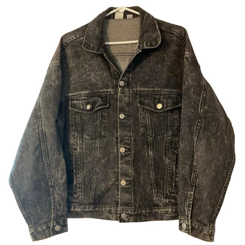 Black Denim Jacket - Etsy