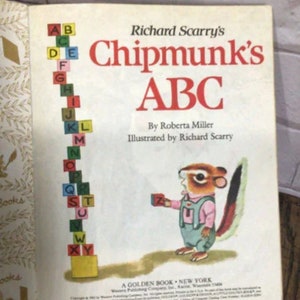 1963 Richard Scarry’s Chipmunk’s ABC Hardback little Golden BK - Etsy