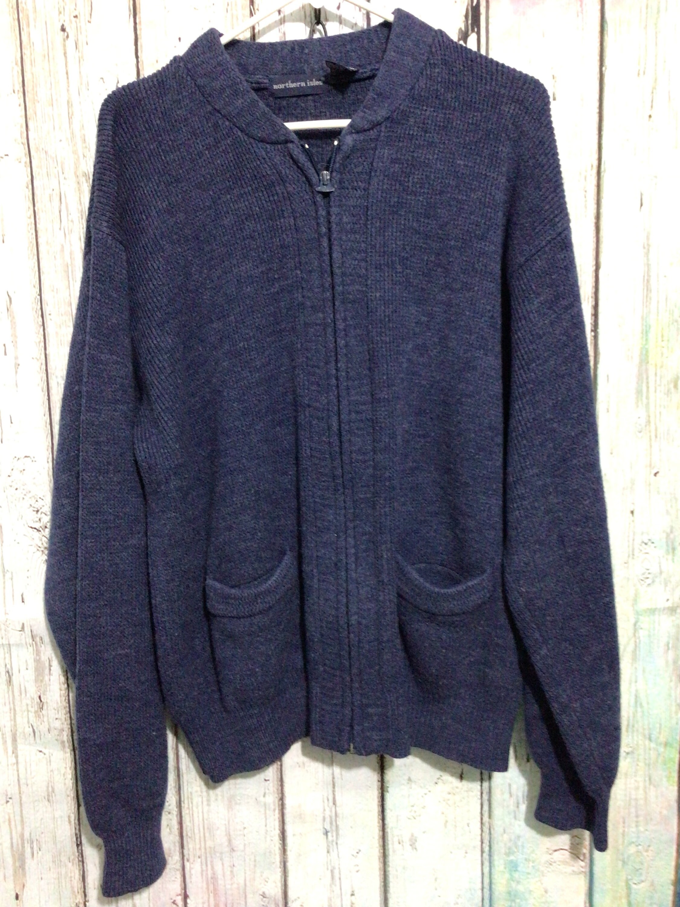 Vintage Northern Isles Blue Zip Front Grandpa Sweater Size XXL - Etsy