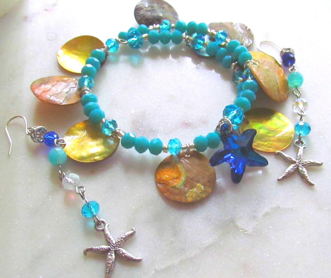 Beach Shell Bracelet and Earrings - Etsy