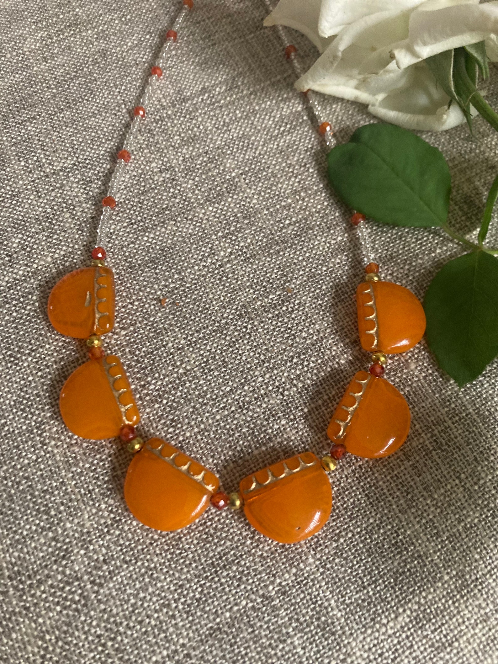 Autumn Orange Crystal Necklace - Etsy