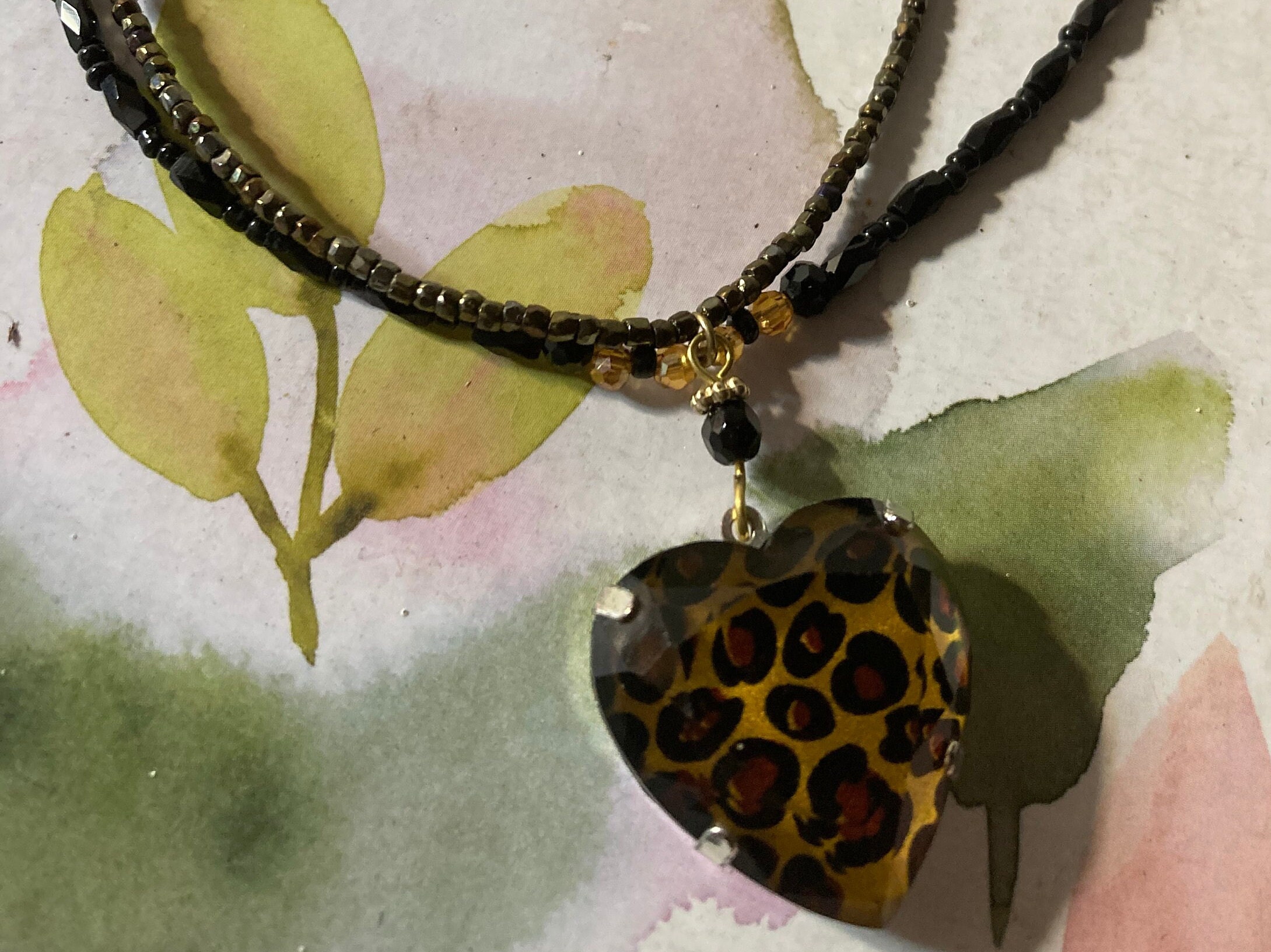 Leopard Heart Necklace - Etsy