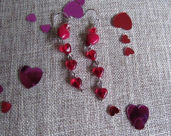 Red Heart Valentines Earrings red Howlite With Red Crystals - Etsy
