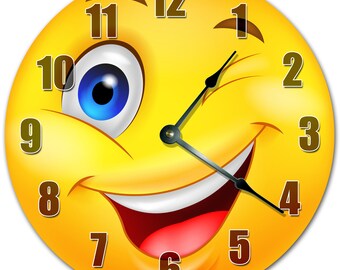 Smiley klok geel | Etsy