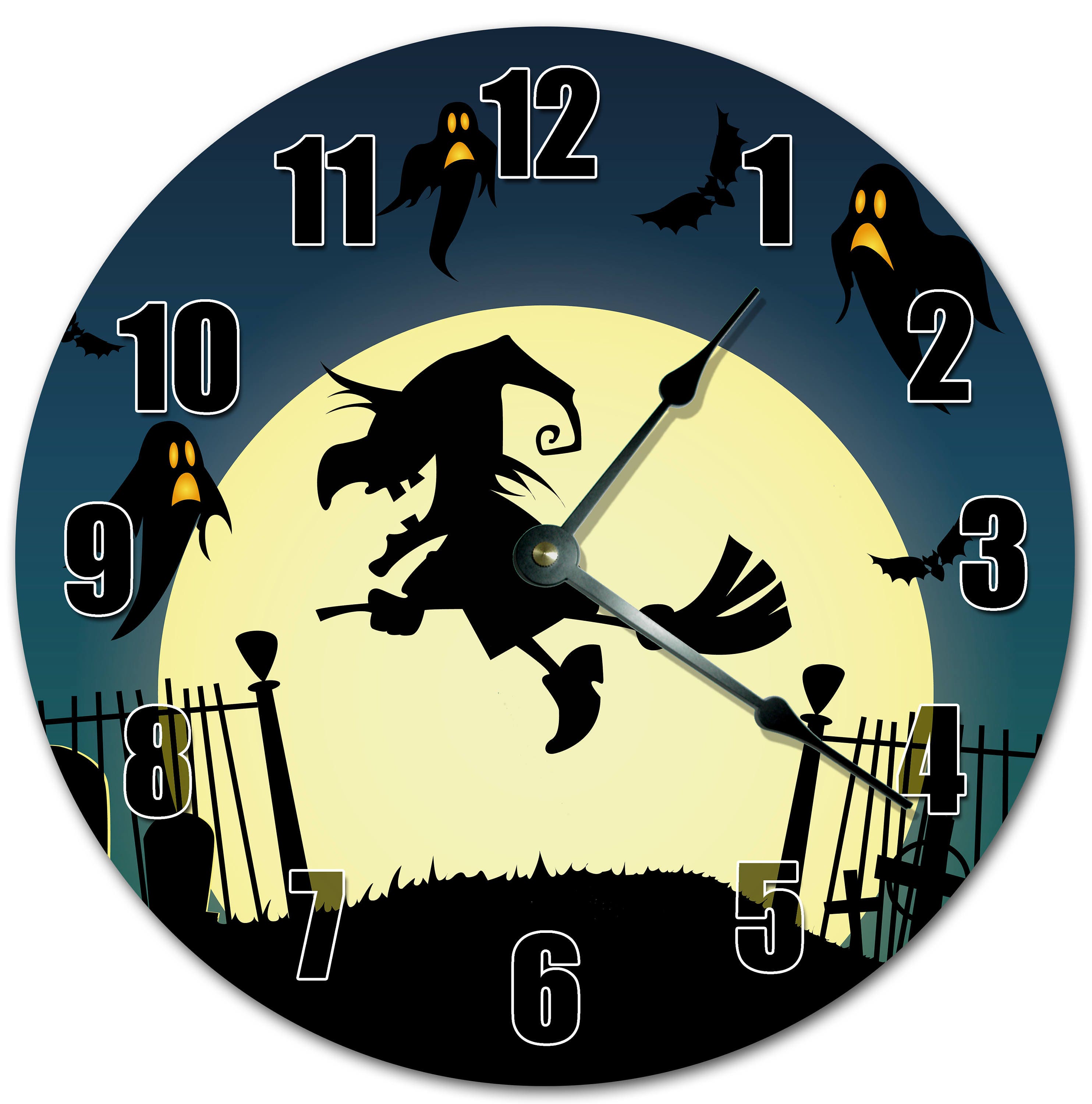 10.5 Flying Witch on FULL MOON Clock Living Room Clock | Etsy