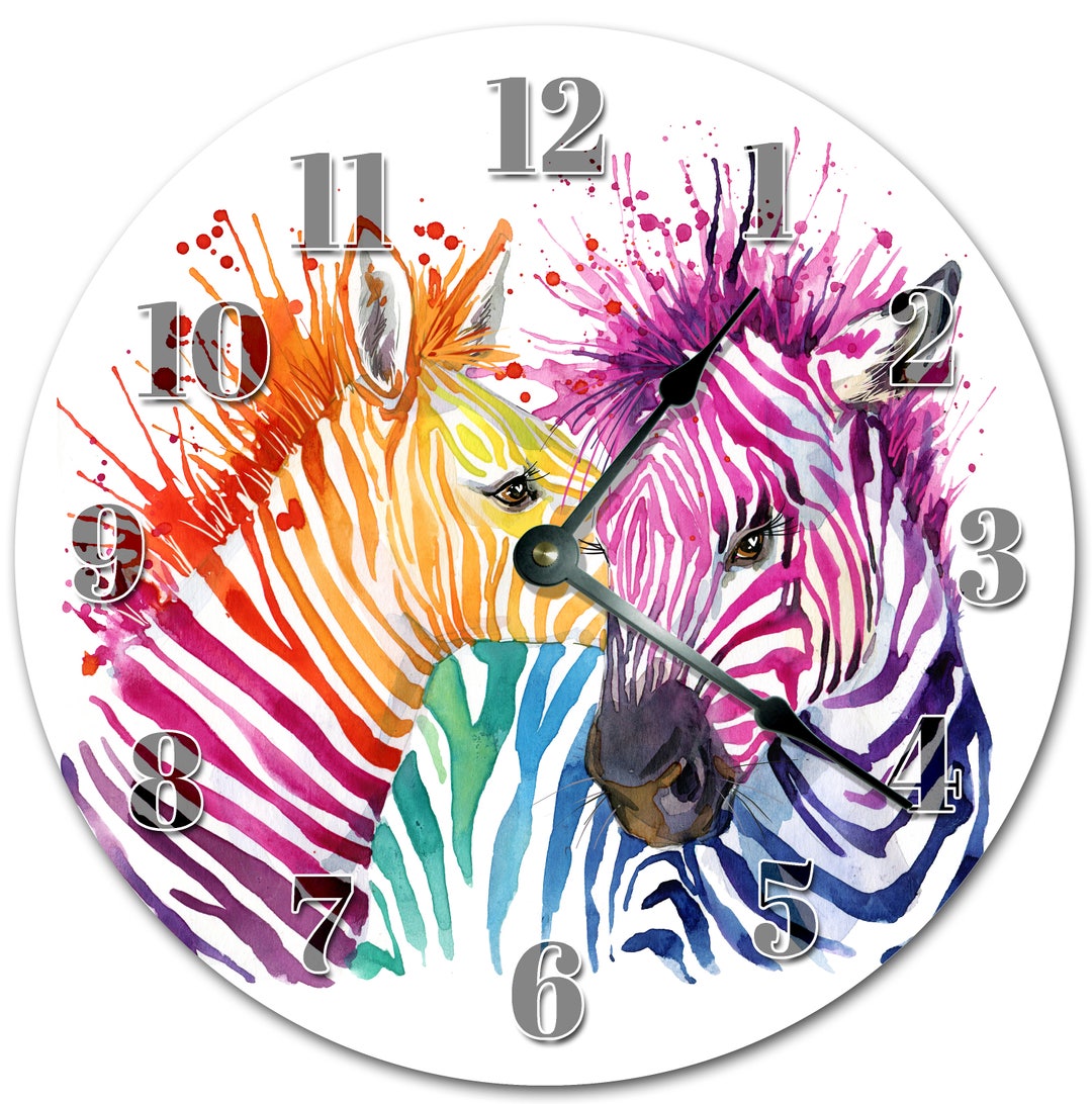 Colorful Zebras Wall Clock: 10.5" Living Room Decor - Etsy