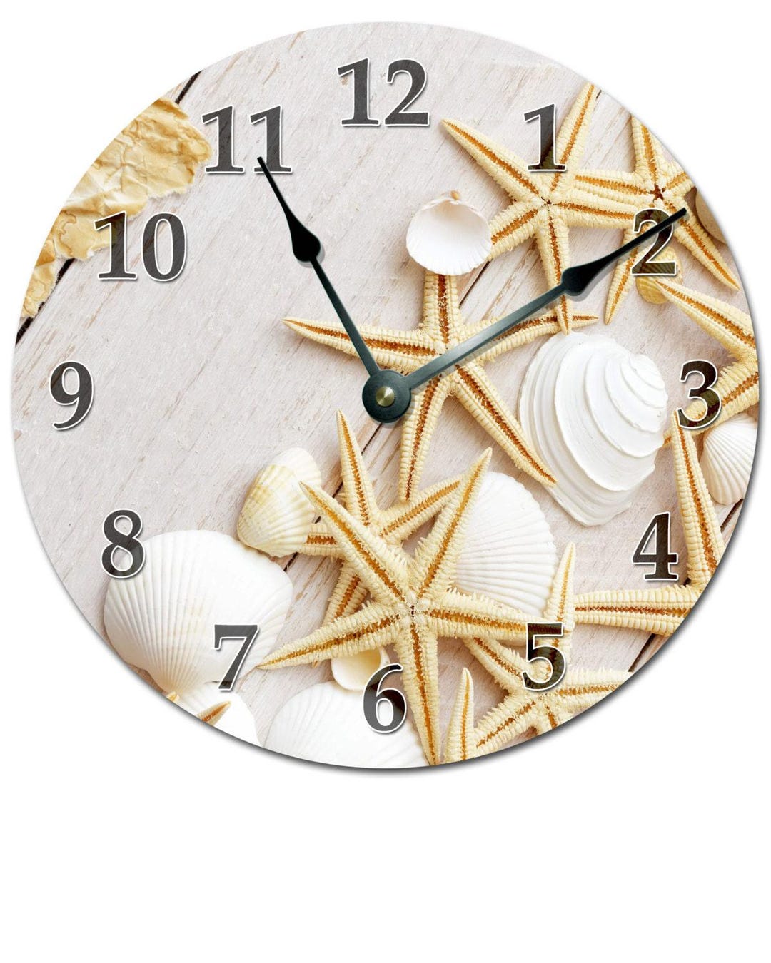 Starfish Seashell Wall Clock: Silent, Modern Coastal Decor (15-inch) - Etsy