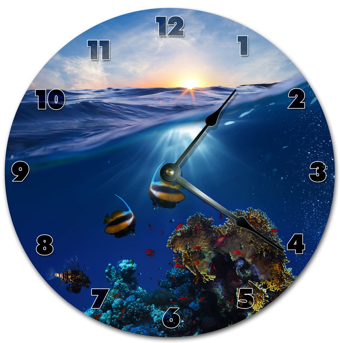 10.5" Under the Sea Clock - BLUE Clock - Living Room Clock - Large 10.5 ...