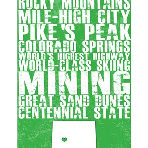 USA STATE PRINTS 8x10, Colorado State, City Print, Homeland Graphic ...