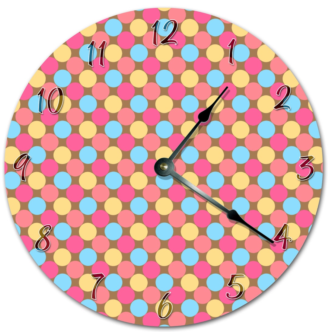 Colorful Polka Dot Clock: 10.5" Silent Wall Decor - Etsy