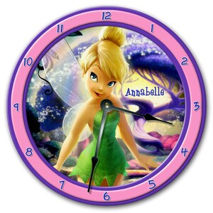 TINKERBELL Personalized Wall Clock - Nursery Clock - Large 10.5" Wall ...