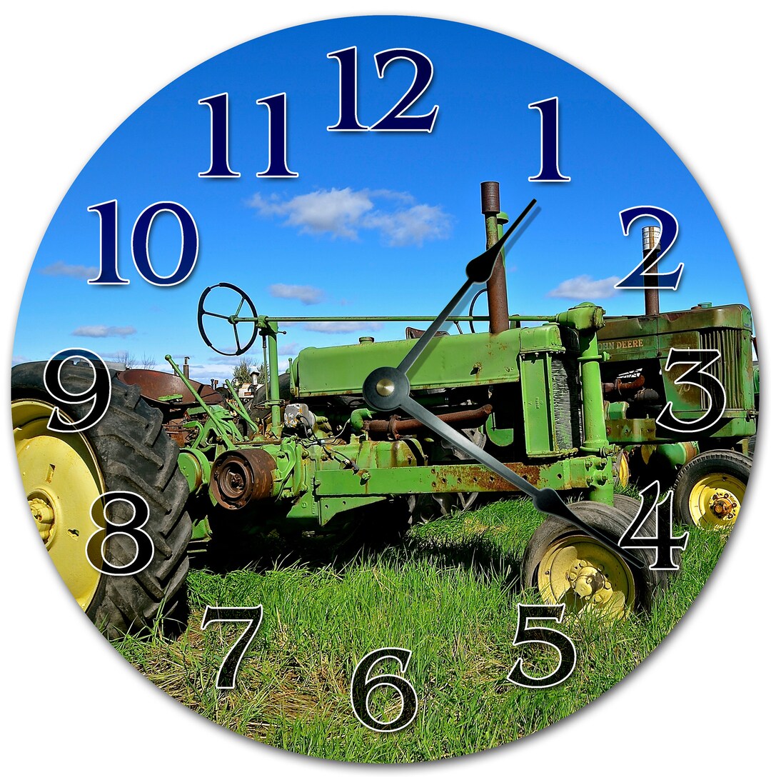 10.5" OLD TRACTOR Clock - Living Room Clock - Large 10.5" Wall Clock ...