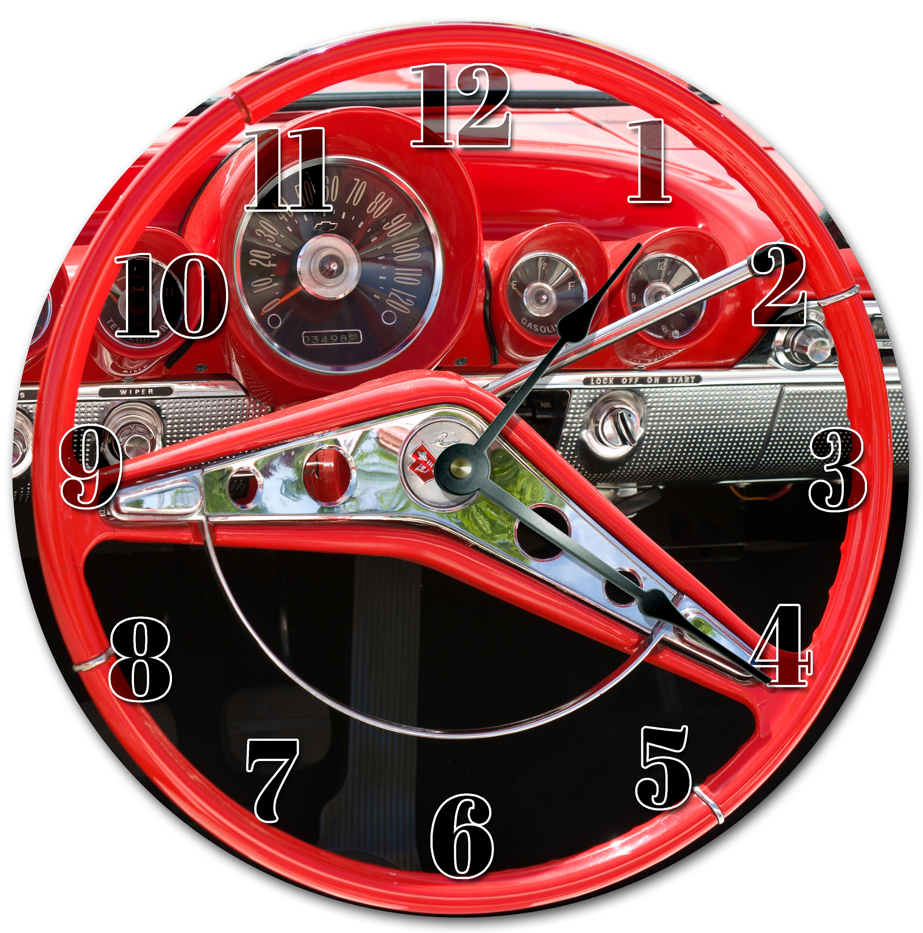 10.5 RED STEERING WHEEL Clock Living Room Clock | Etsy