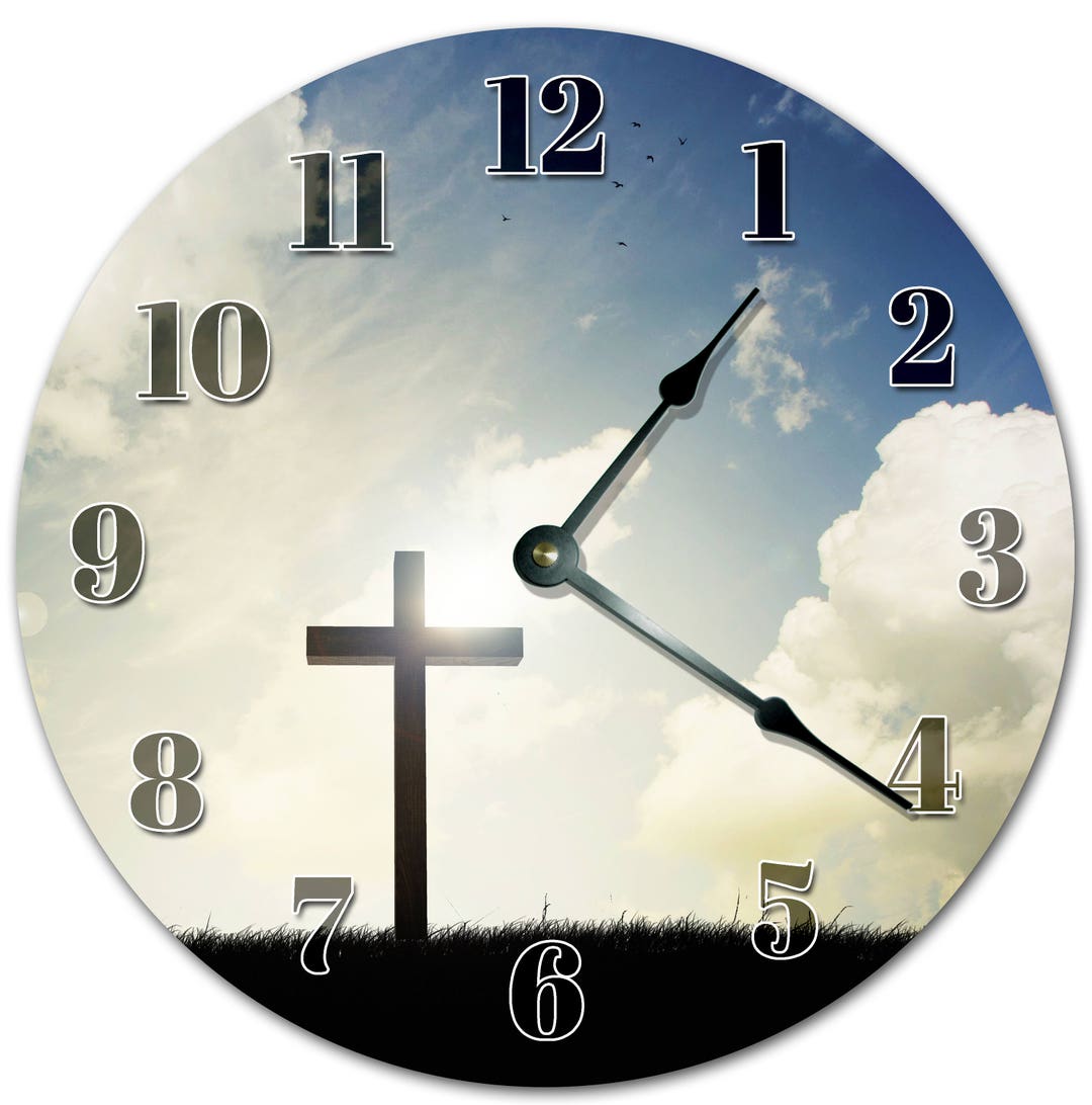 Cross and Heaven Clock: 10.5" Silent Wall Decor - Etsy