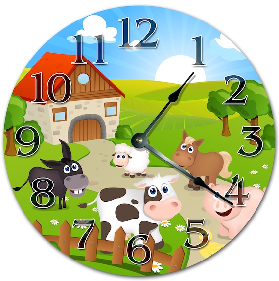 10.5 ANIMAL FARM Cartoon Kids Clock Living Room Clock | Etsy