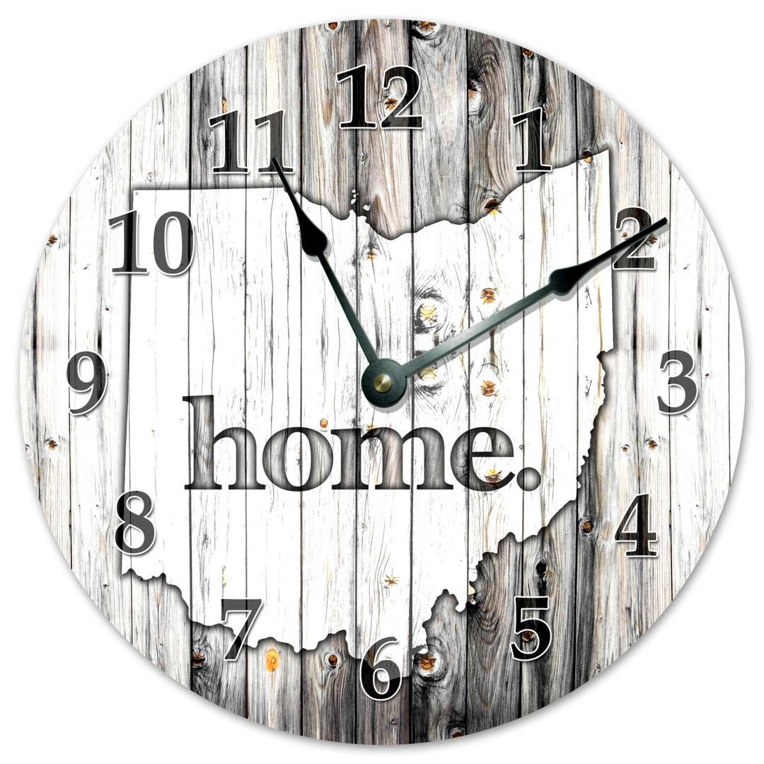 OHIO STATE HOME Clock - Huge 15 Inch Clock - Black and White State Map ...