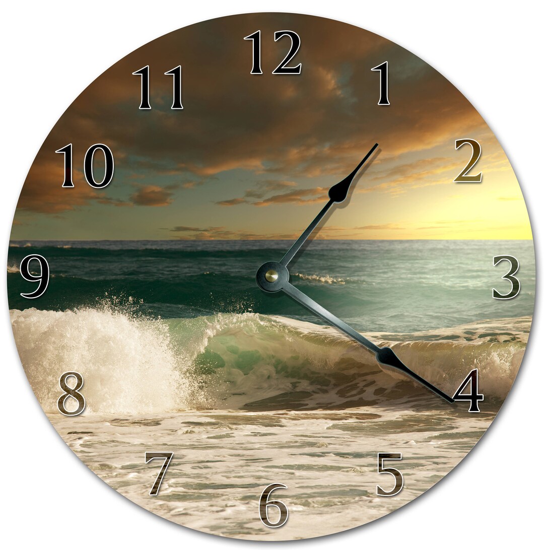 10.5 SEA WAVES Clock Living Room Clock Large 10.5 Wall Clock Home Décor ...