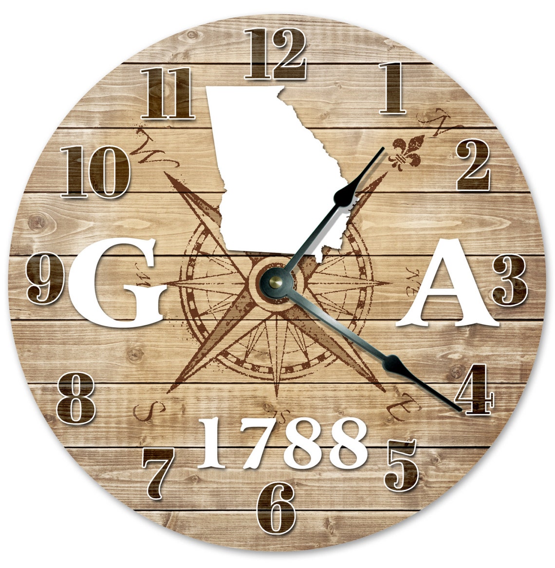 GEORGIA Established in 1788 Compass Map Clock Large 10.5 - Etsy