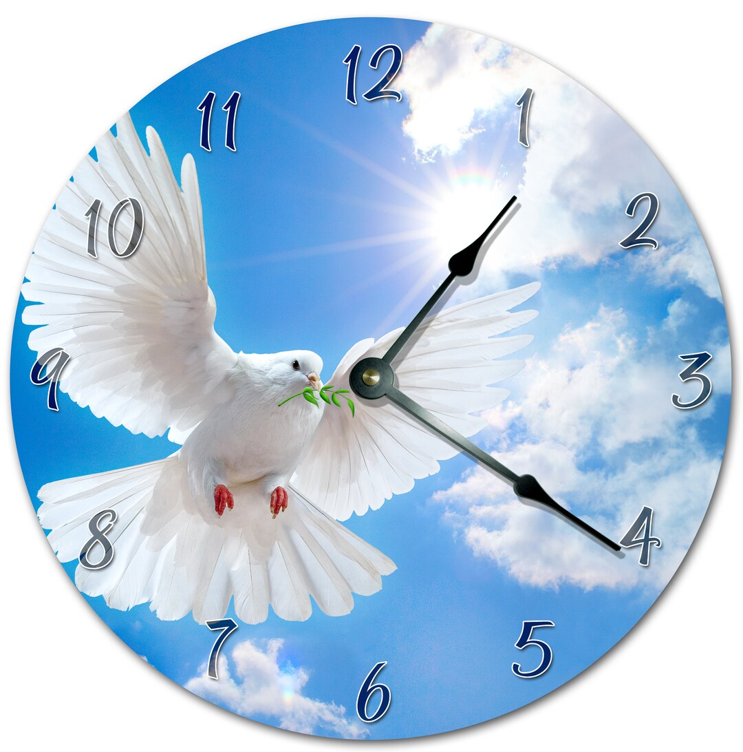 10.5" DOVE Clock - Living Room Clock - Large 10.5" Wall Clock - Home ...